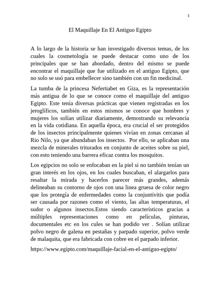 El Maquillaje en El Antiguo Egipto | PDF