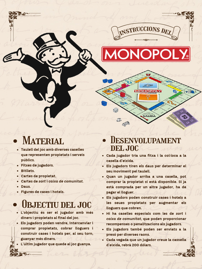 MODEL MANUAL REGLES DE JOC MONOPOLY | PDF