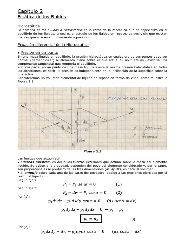 Cap. 2 - Estática de Los Fluidos (27-03-2017) | PDF | Presión | Medida de presión