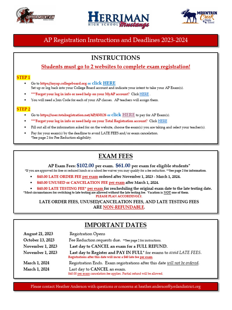 AP Registration Instructions and Deadlines 23-24 | PDF