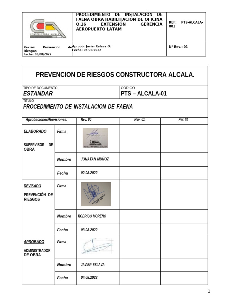 01- Pts 001 Instalacion de Faena | PDF | Residuos | Agua