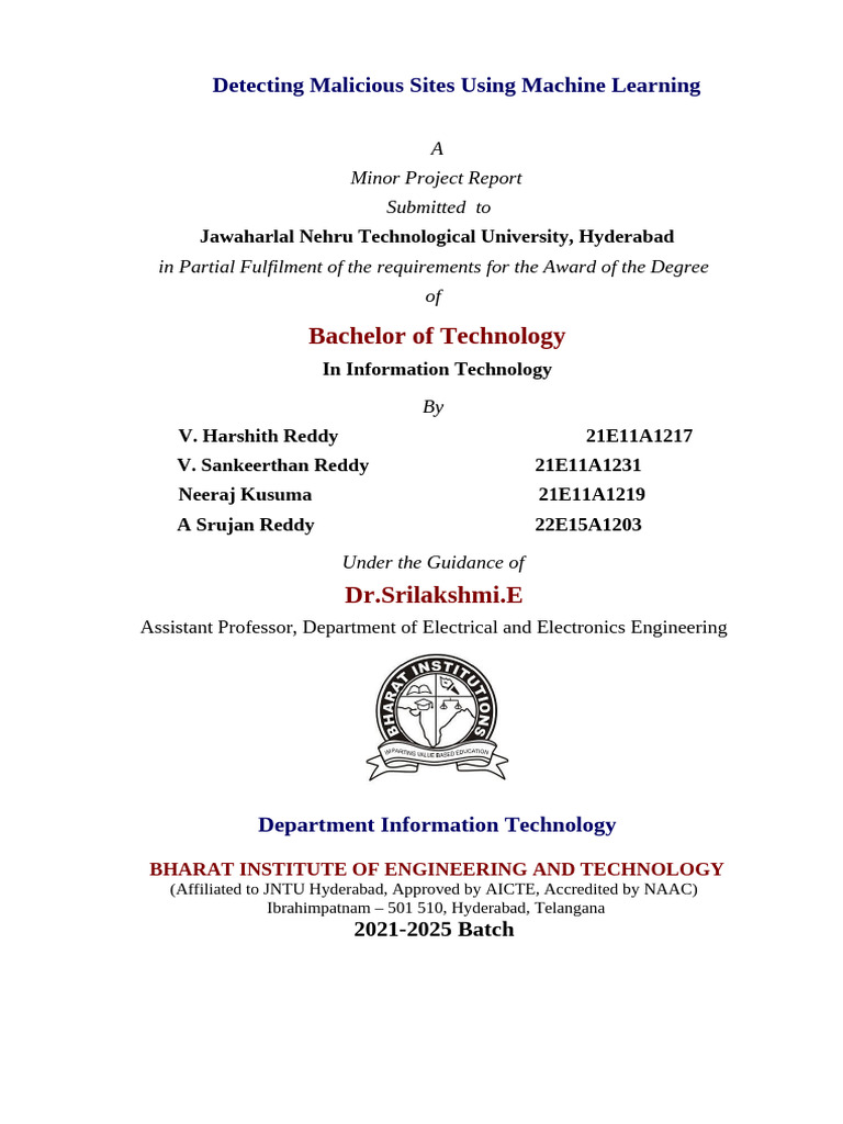 MajorProjectReport FrontPages | PDF | Engineering