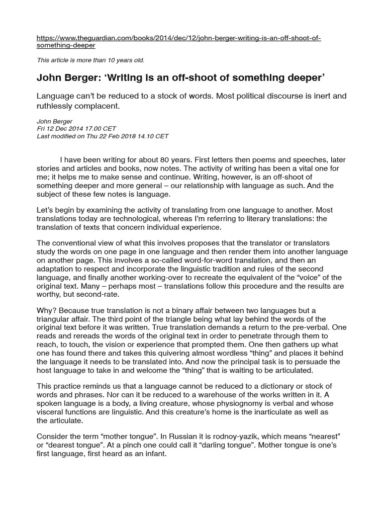 John Berger | PDF | Translations | Communication