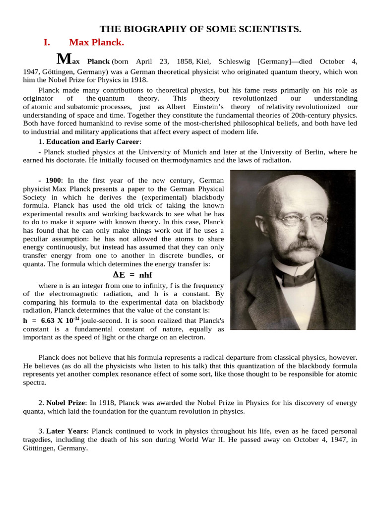 The Biography of Some Scientists | PDF | Quantum Mechanics | Physics