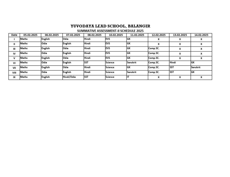 Date Wise Exam Shedule SA-II 2025 | PDF