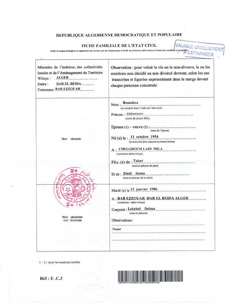 Fiche Familiale 1 | PDF