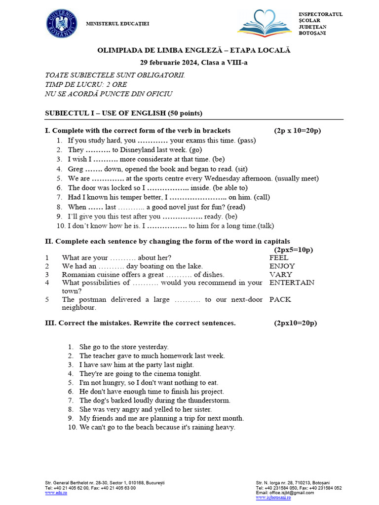 VIII Engleza Subiect Etapa Locala | PDF | Mars | Nasa