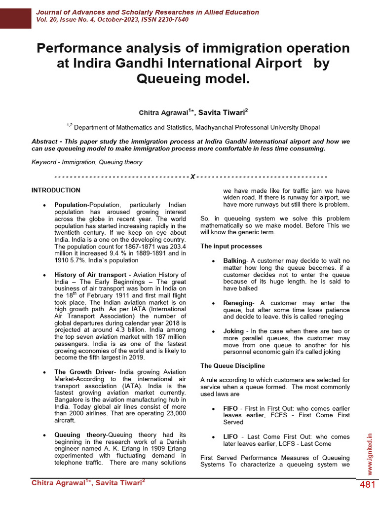 Immigration Process Analysis at IGI Airport | PDF | Applied Mathematics ...