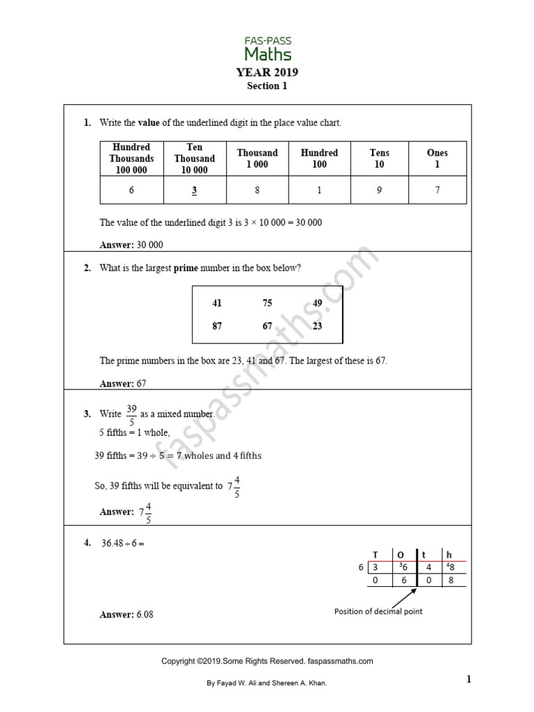 SEA Maths 2019 Past Paper Solutions | PDF | Euclidean Geometry ...