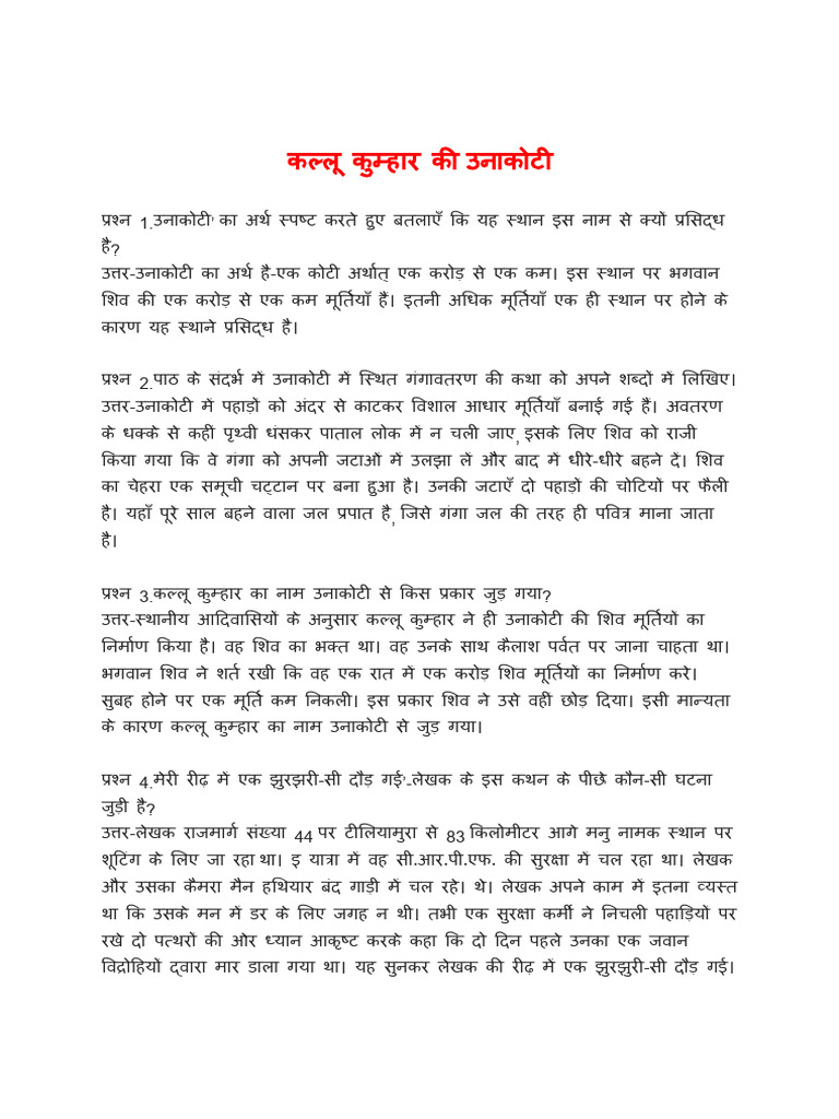 Kallu Kumar Hindi 9 | PDF