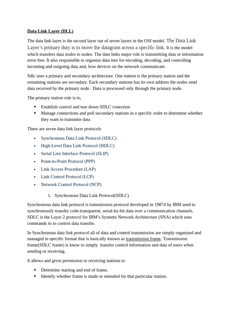 Data Link Layer | PDF | Internet Protocols | Computer Network