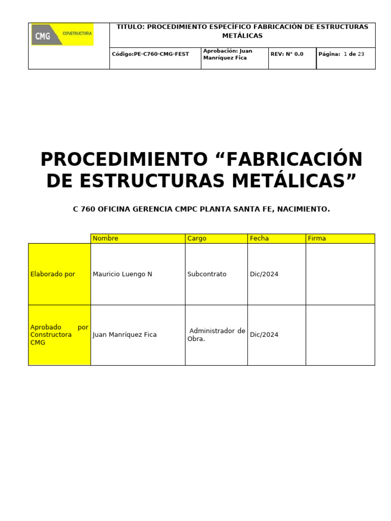 PGO-MAE-004-Fabricacion-de-Estructuras | PDF | Soldadura | Construcción