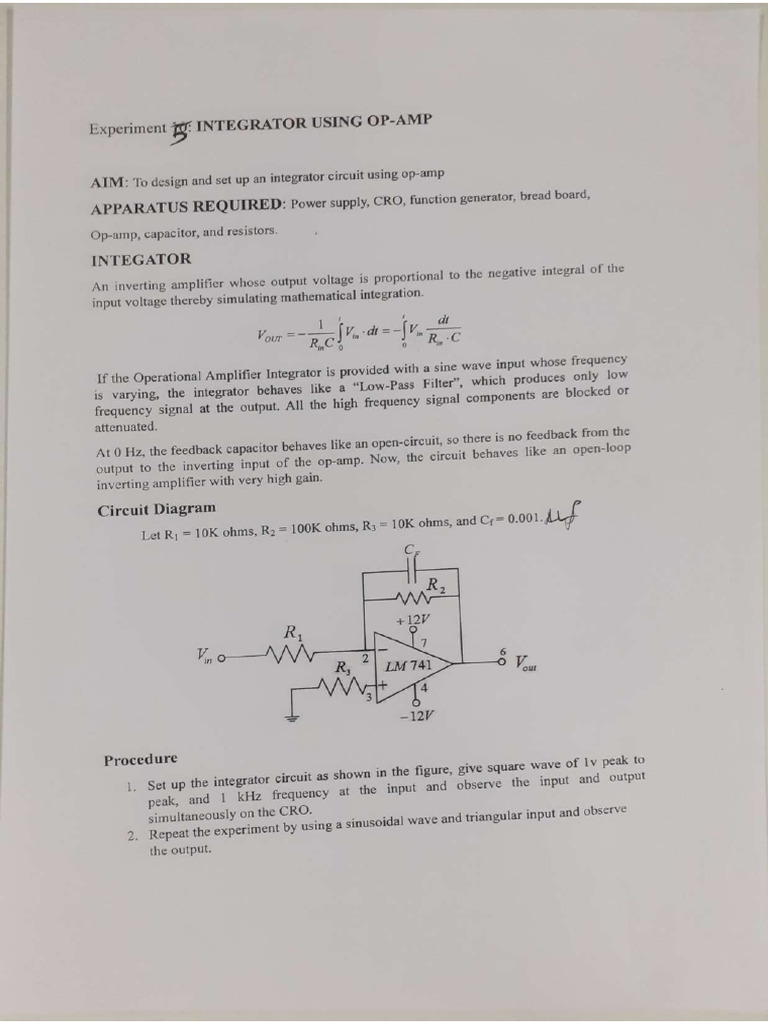 Lab5 Op-Amp Integrator | PDF