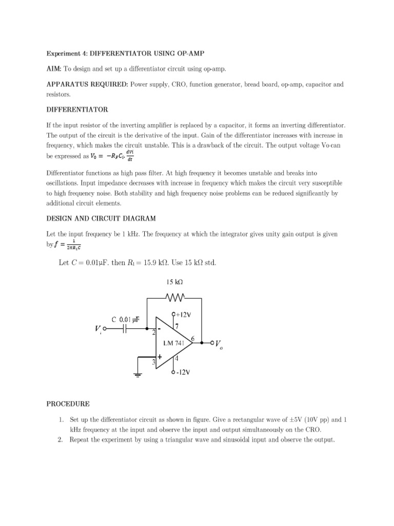 Lab4 Op-Amp Differentiator | PDF
