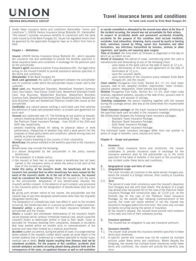 Union_Travel_ins_TC | PDF | Insurance | Health Care