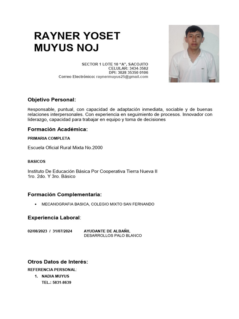 Cv Rayner Yoseth2 | PDF
