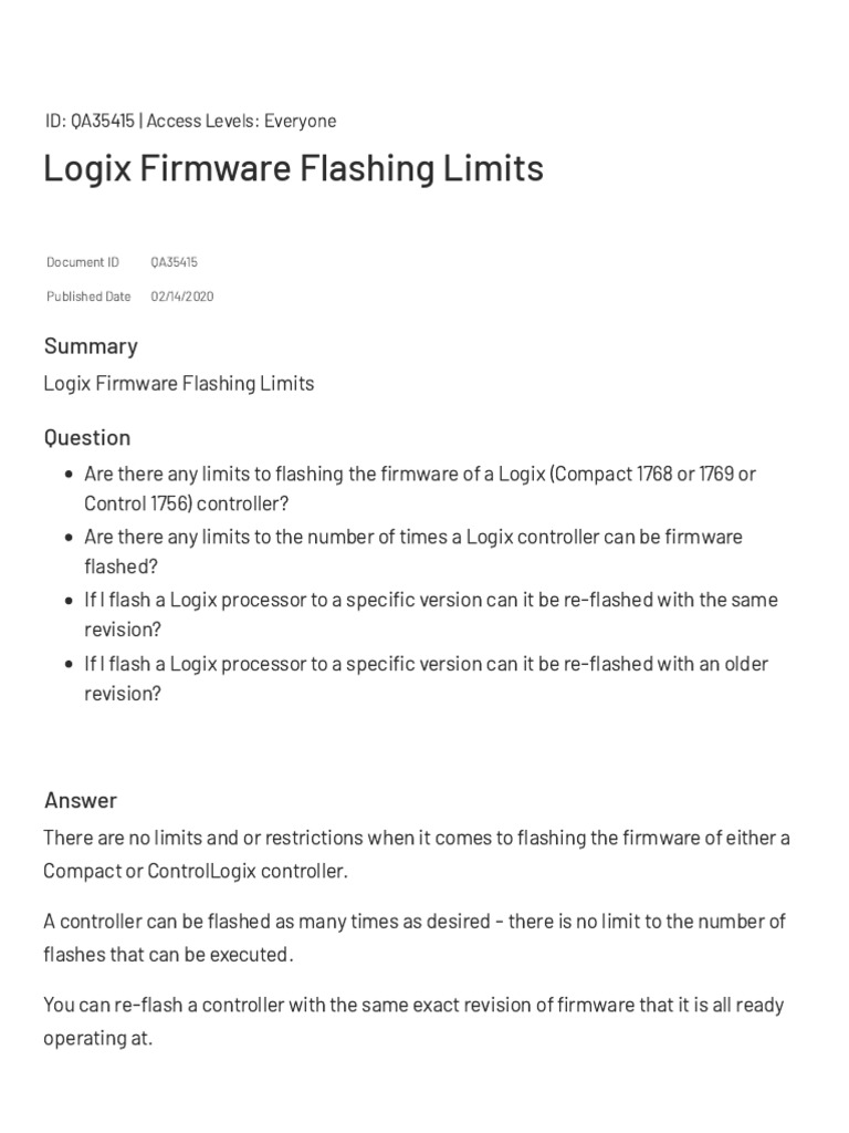 Logix Firmware Flashing Limits | PDF | Information | Computing