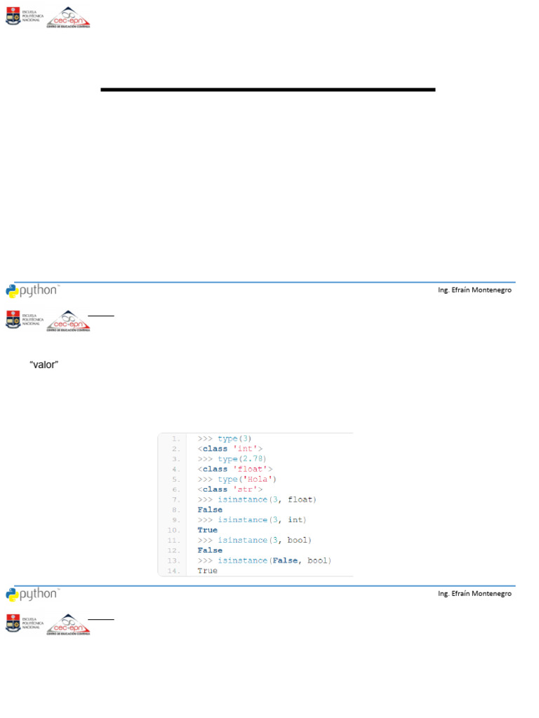 Tipos de Datos y Operaciones en Python | PDF | Tipo de datos | Variable (informática)