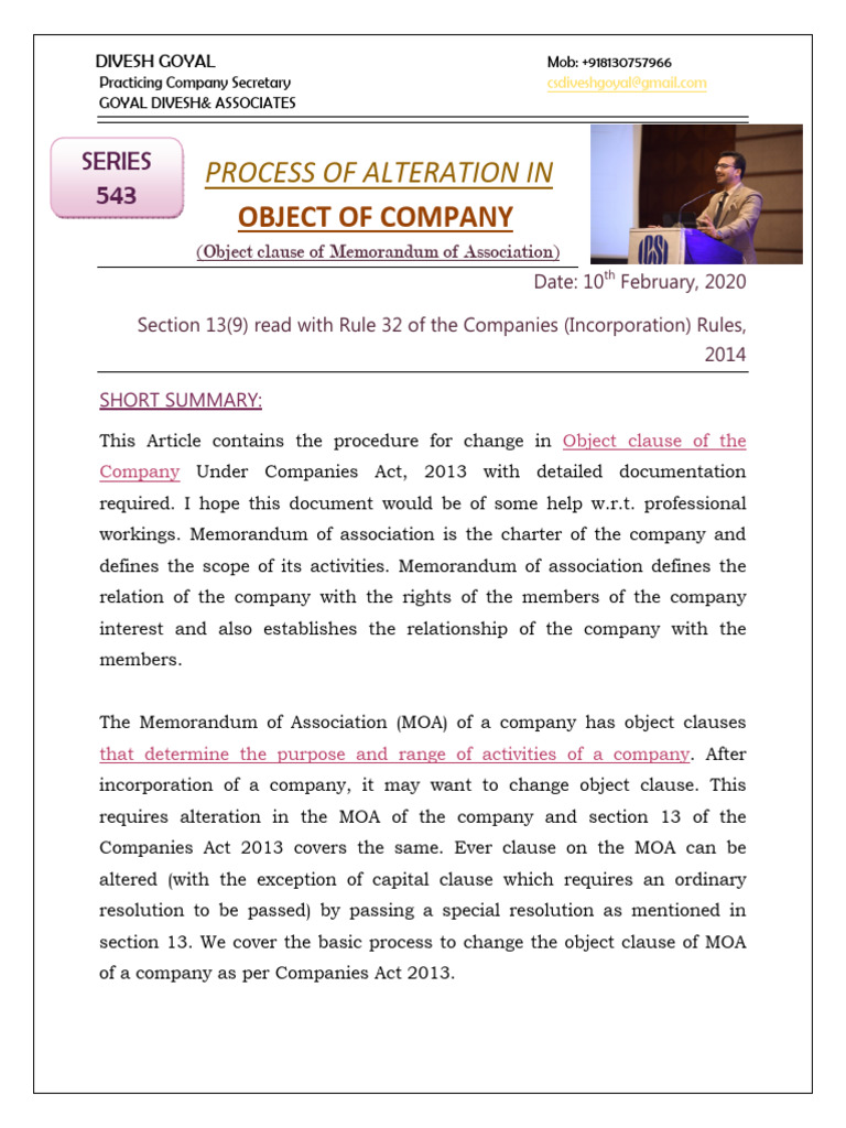 Procedure for Altering Object Clause | PDF | Governance | Common Law