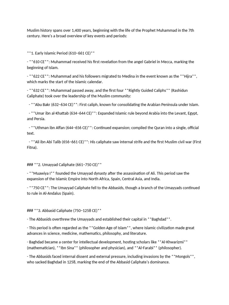 Key Events in Muslim History to 632 CE | PDF | Caliphate | Abrahamic ...
