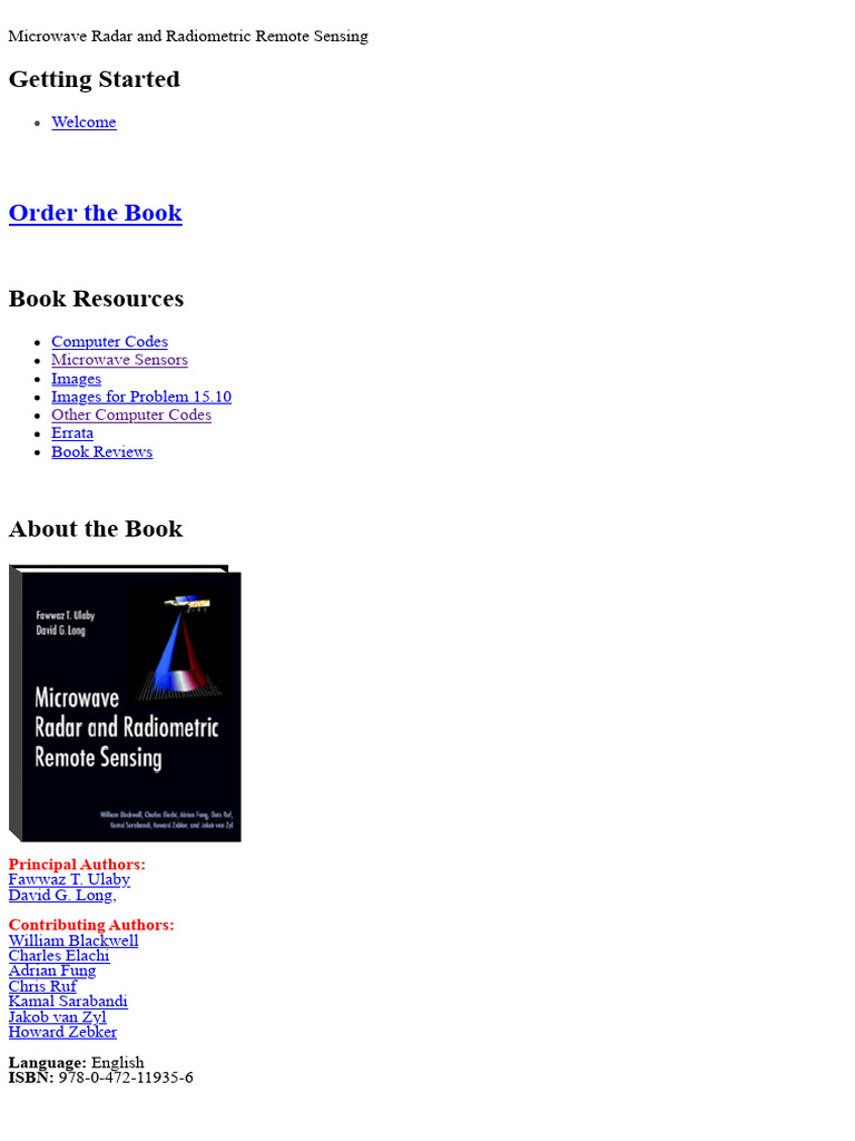 Lista de Radares Microwave Radar and Radiometric Remote Sensing | PDF ...