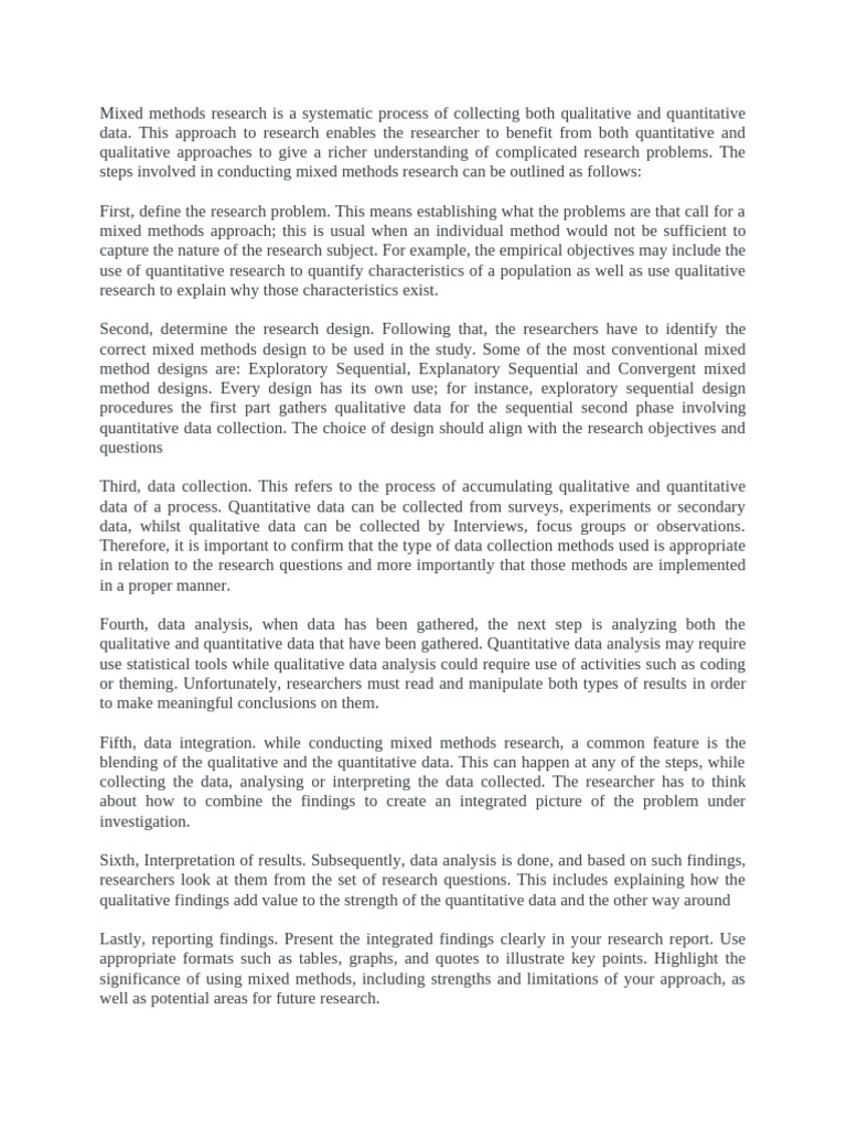 Steps of Mixed Methods | PDF | Quantitative Research | Qualitative Research