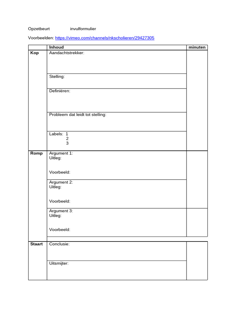 Opzetbeurt Invulformulier | PDF