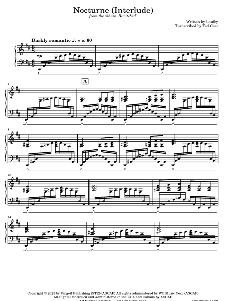 Nocturne - Laufey 'Bewitched' (Official Piano-Voice Sheet) | PDF | Elements Of Music | Musical Forms