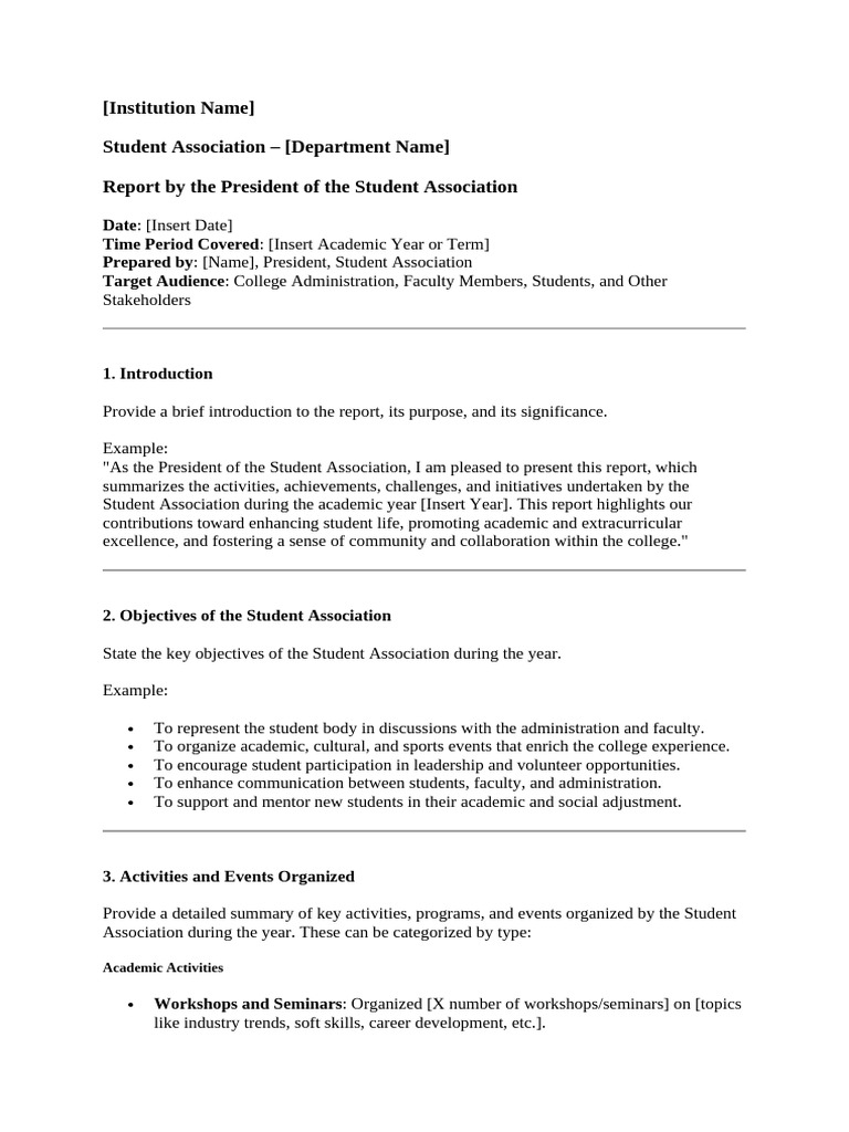 Student Association Report by President in Engineering College | PDF ...