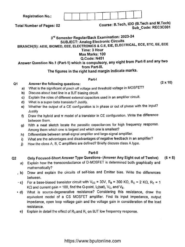 Btech All 3 Sem Analog Electronic Circuits Rec3c001 2024 | PDF