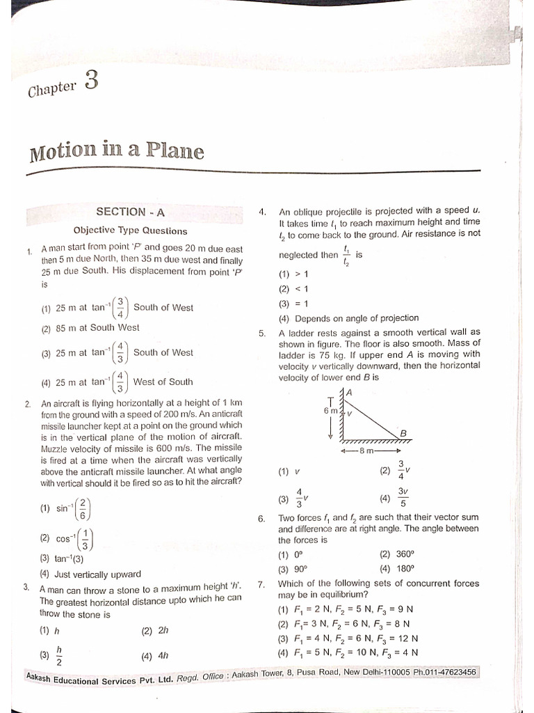 Motion in A Plane | PDF