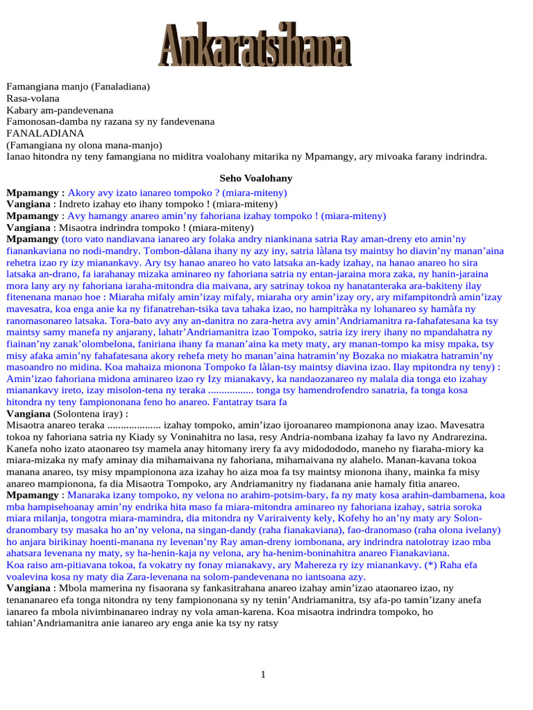 Famangiana Manjo | PDF