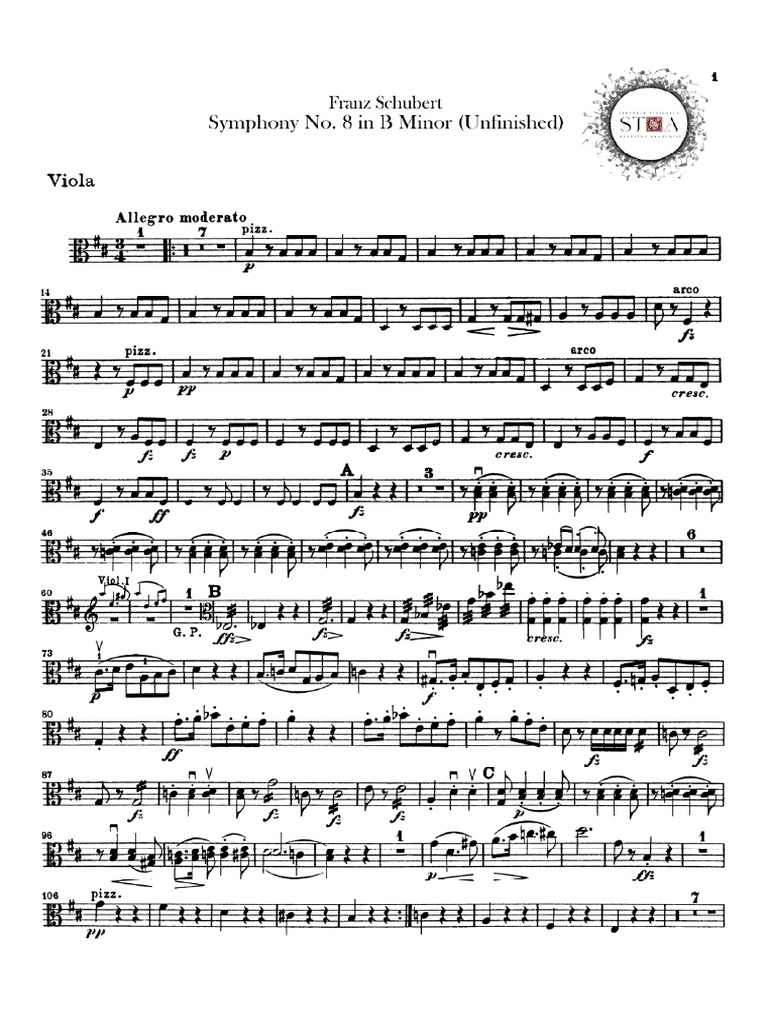 F. Schubert Symphony 8- viola part | PDF