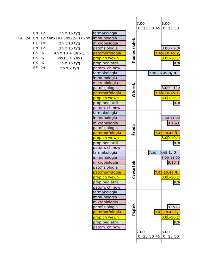 Kopia PLAN ZAJEC III WL 2020 21 Semestr Zimowy 16gr Skorygowany3 | PDF