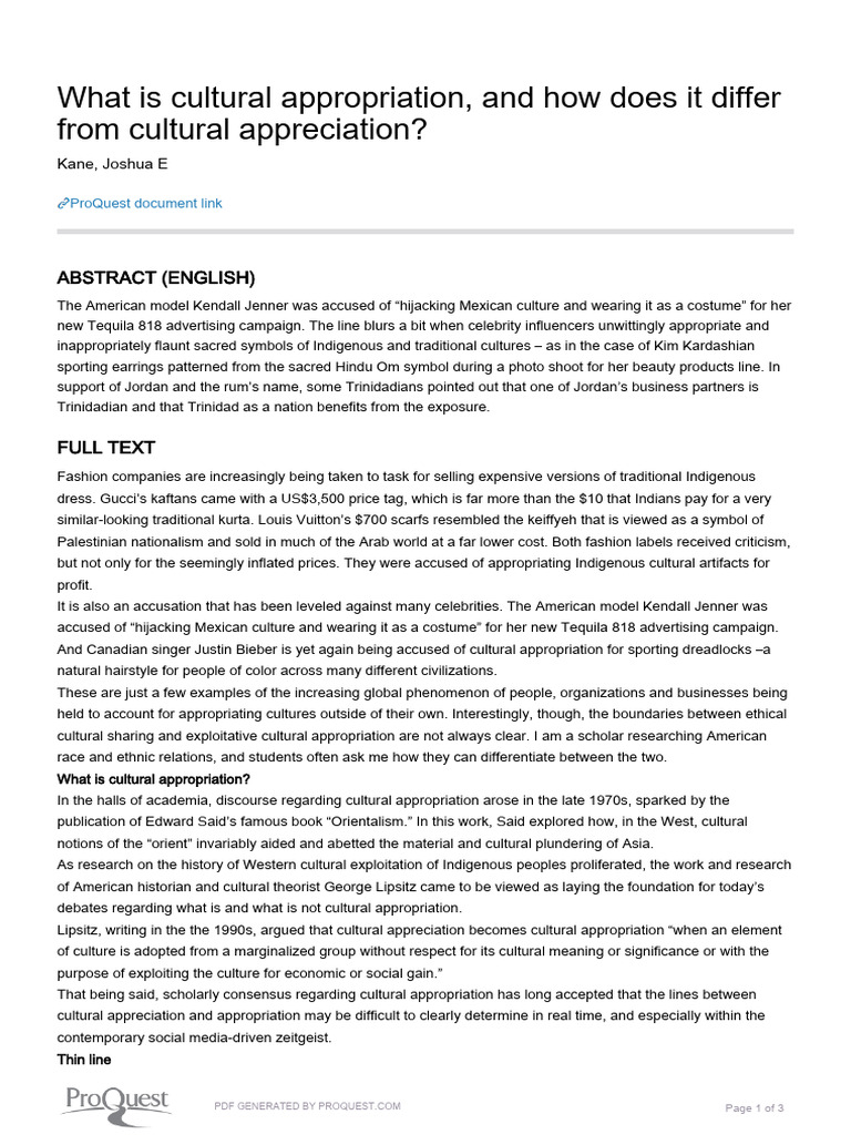 What Is Cultural Appropriation | PDF | Trinidad And Tobago