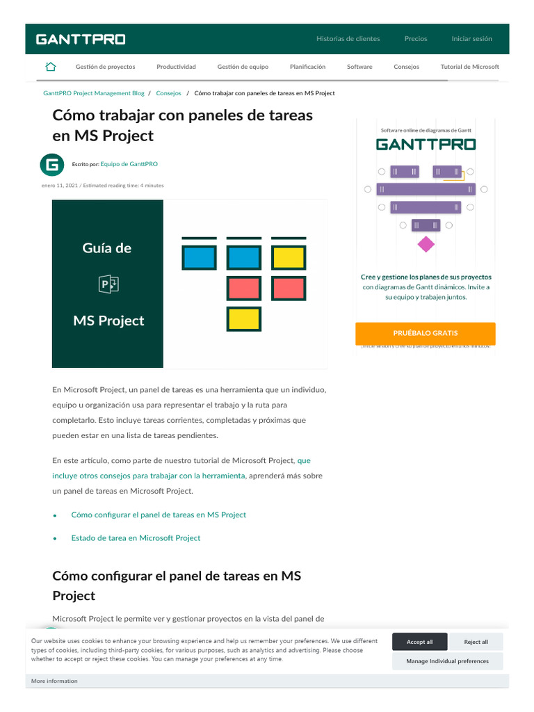 Panel de Tareas en MS Project | PDF | Informática | Gestión de proyectos
