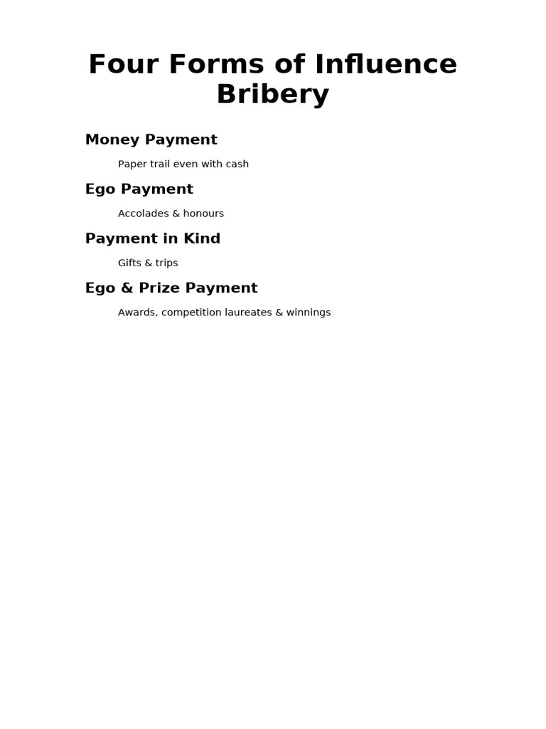 Four Forms of Influence Bribery | PDF