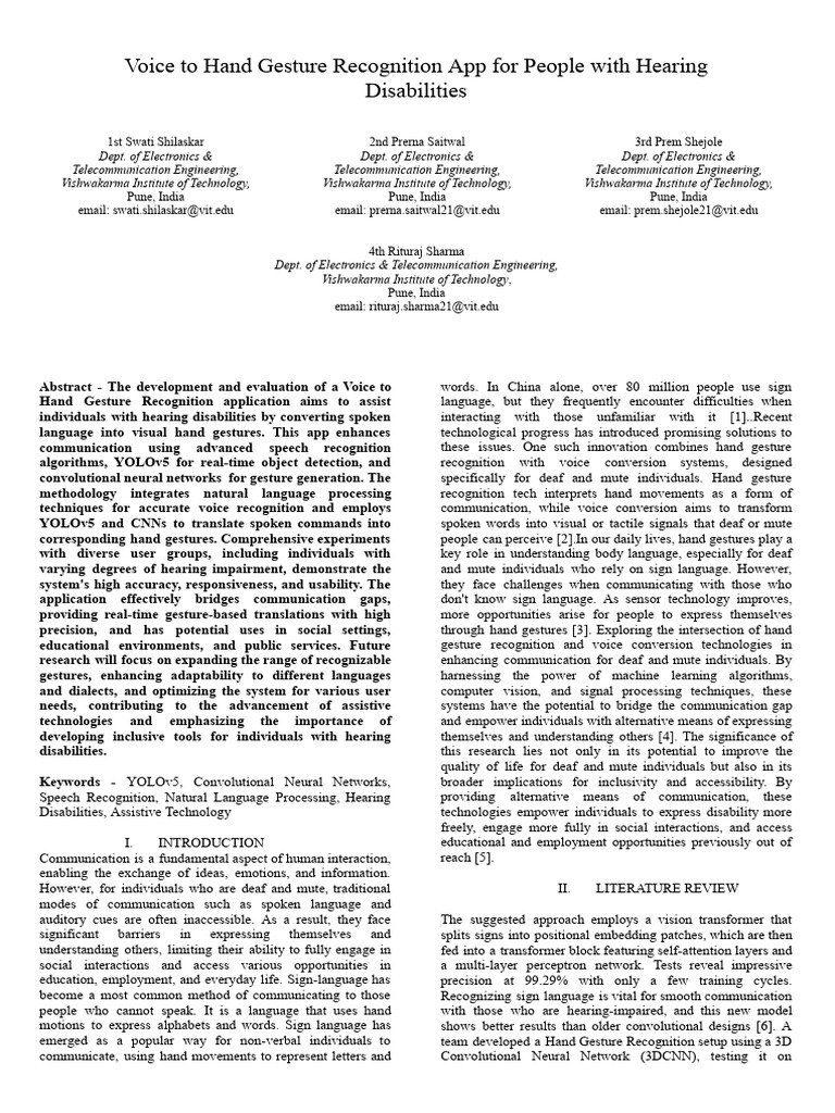 Voice To Hand Gesture Recognition App For People With Hearing ...