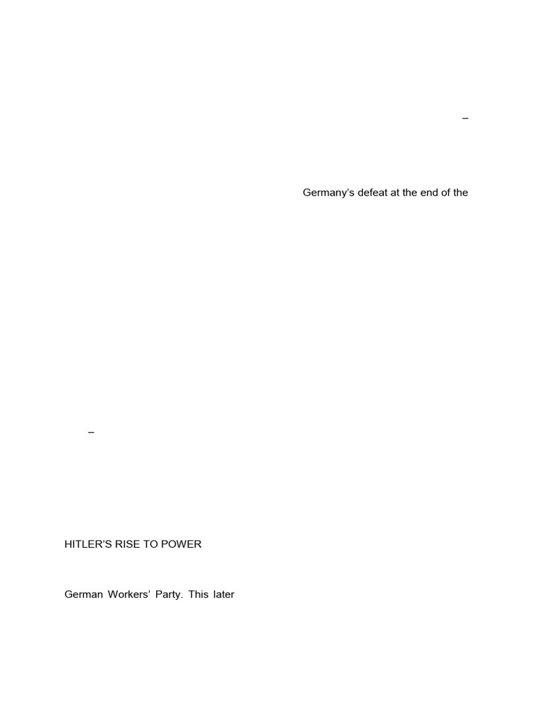 Nazism and Rise of Hitler Notes | PDF | Nazi Germany | Weimar Republic