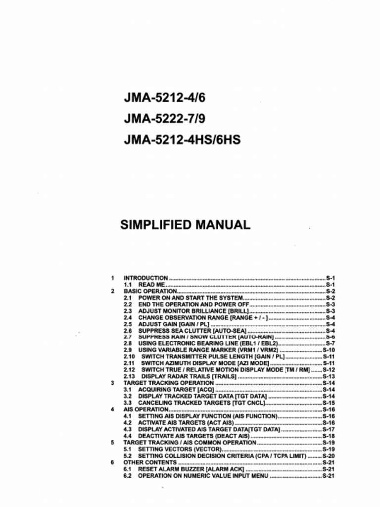 Radar - JMA - JRC - (MANUAL-P - 59634 - 1 - A01) - 1 | PDF