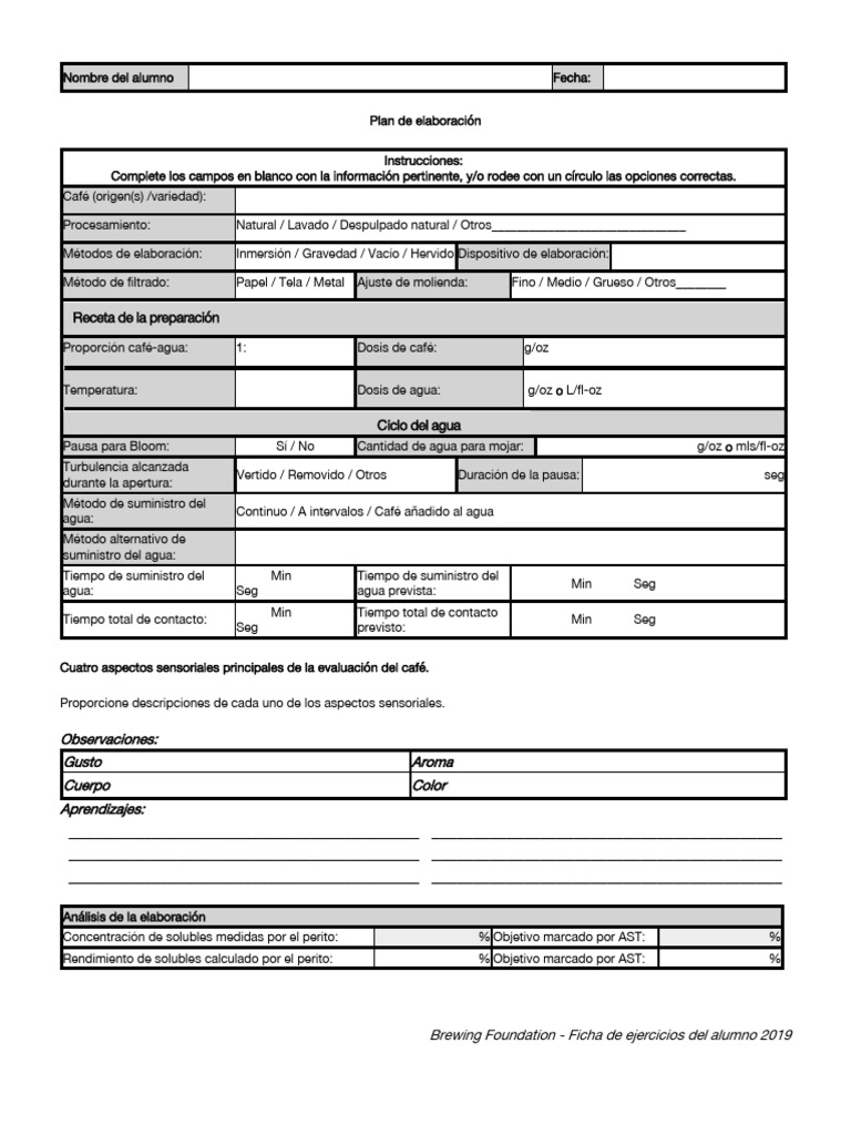 Brewing Int - Learner - Worksheet - Es | PDF | café | Agua