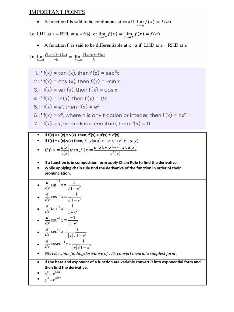 Derivative Rules and Examples | PDF