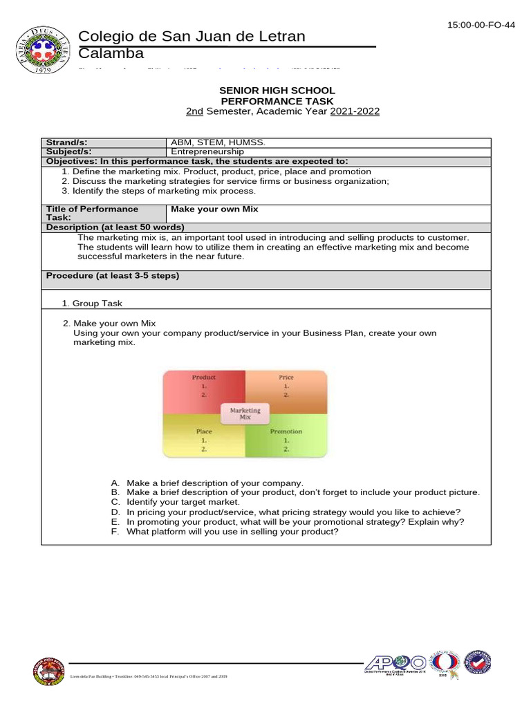 ENTREP 4Q - PT 3 Make your own Mix | PDF | Marketing