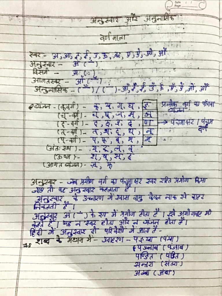 Hindi Anuswaar and Anunasik Class 9 | PDF