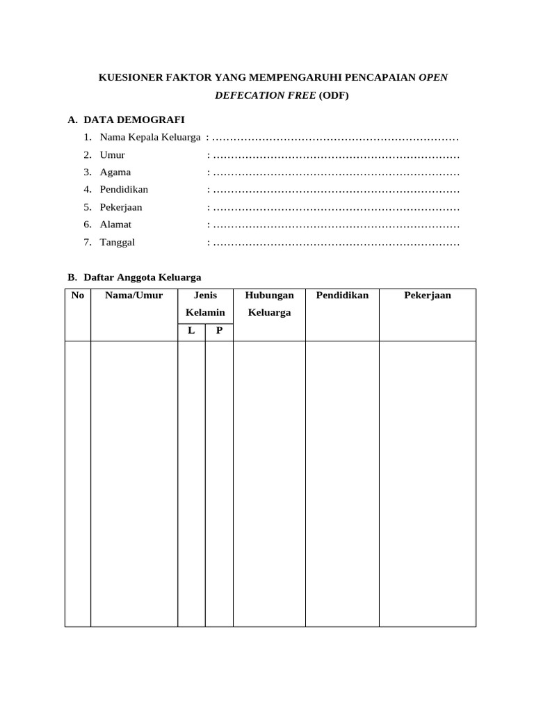 kuesioner ODF | PDF
