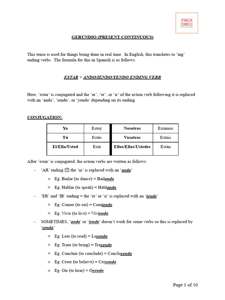 GERUNDIO + FUTURO PROXIMO copy | PDF | Morphology | Semantic Units