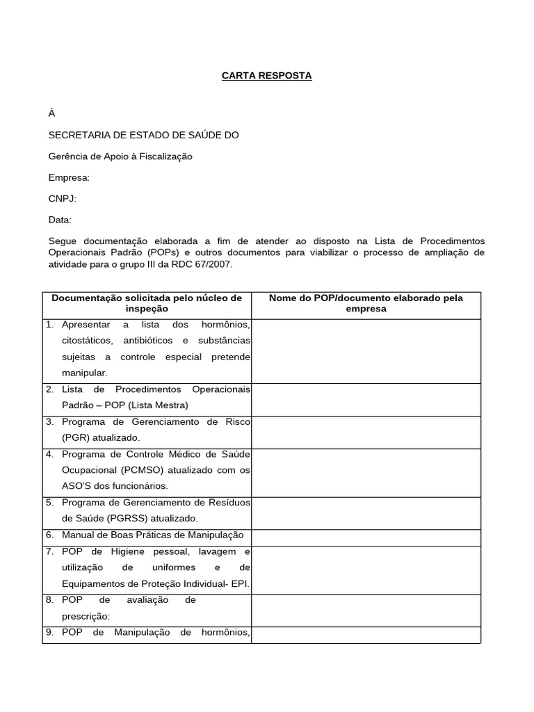 Modelo Carta Resposta Grupo III | PDF
