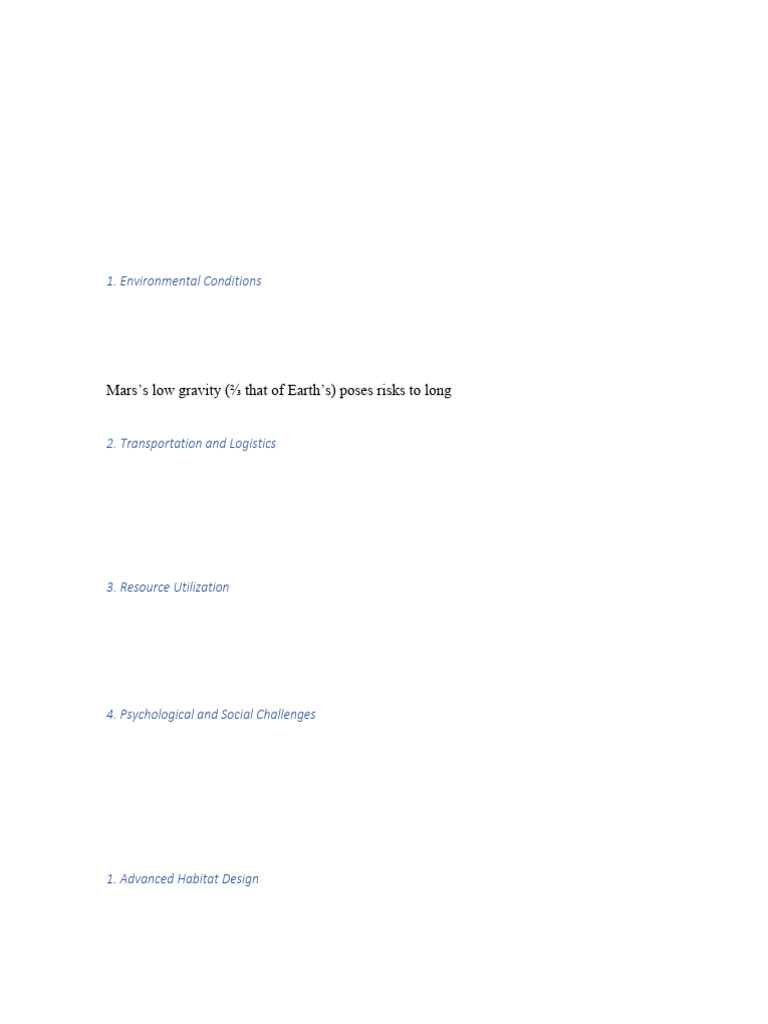 Colonizing Mars: Challenges & Solutions | PDF | Mars | Outer Space