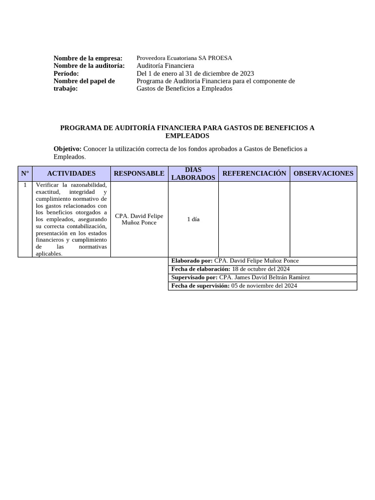 Programa de Gastos | PDF | Auditoría | Reaseguro