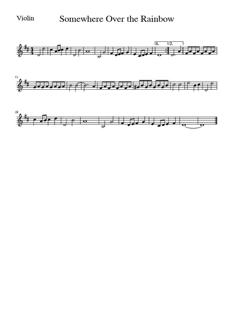 Somewhere Over The Rainbow-Violin | PDF